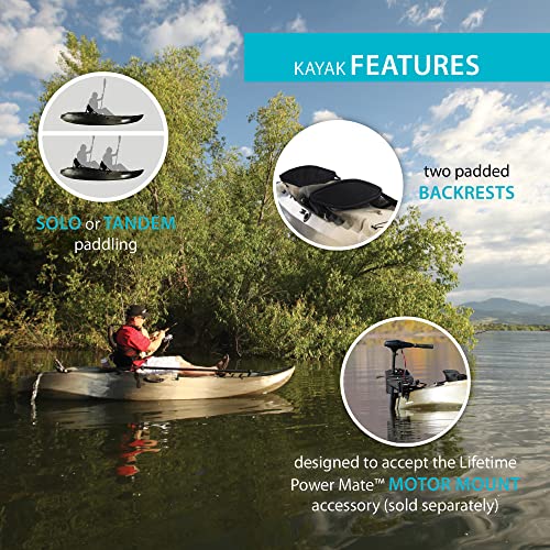 Lifetime Sport Fisher Tandem Kayak with Paddles and Backrest, Camouflage