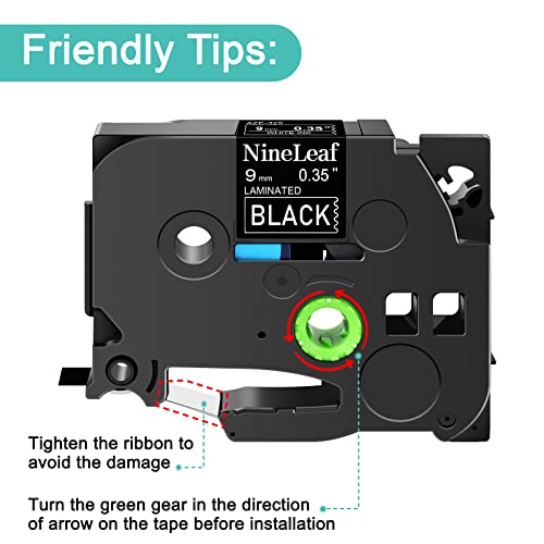 NineLeaf 4 Pack Compatible for Brother TZe-325 TZe325 TZ-325 TZ325 Label Tape 9mm 3/8'' 0.35'' White on Black Standard Laminated Labeling Work with P-Touch PT-D210 PTD400AD PTH110 PT-D600 Label Maker