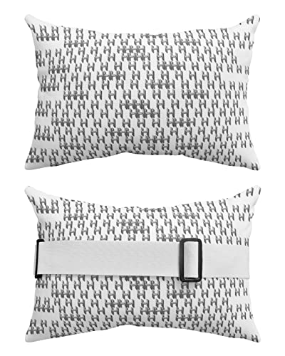 Recliner Head Pillow Ledge Loungers Chair Pillows with Insert Letter H Geometric Pixel Style Modern Lumbar Pillow with Adjustable Strap Outside Patio Decorative Garden Cushion for Bench Couch, 2 PCS