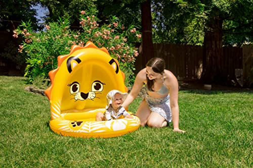 Poolmaster Inflatable Swimming Pool Kiddie Pool with Sun Shade, Baby Lion