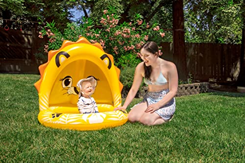 Poolmaster Inflatable Swimming Pool Kiddie Pool with Sun Shade, Baby Lion