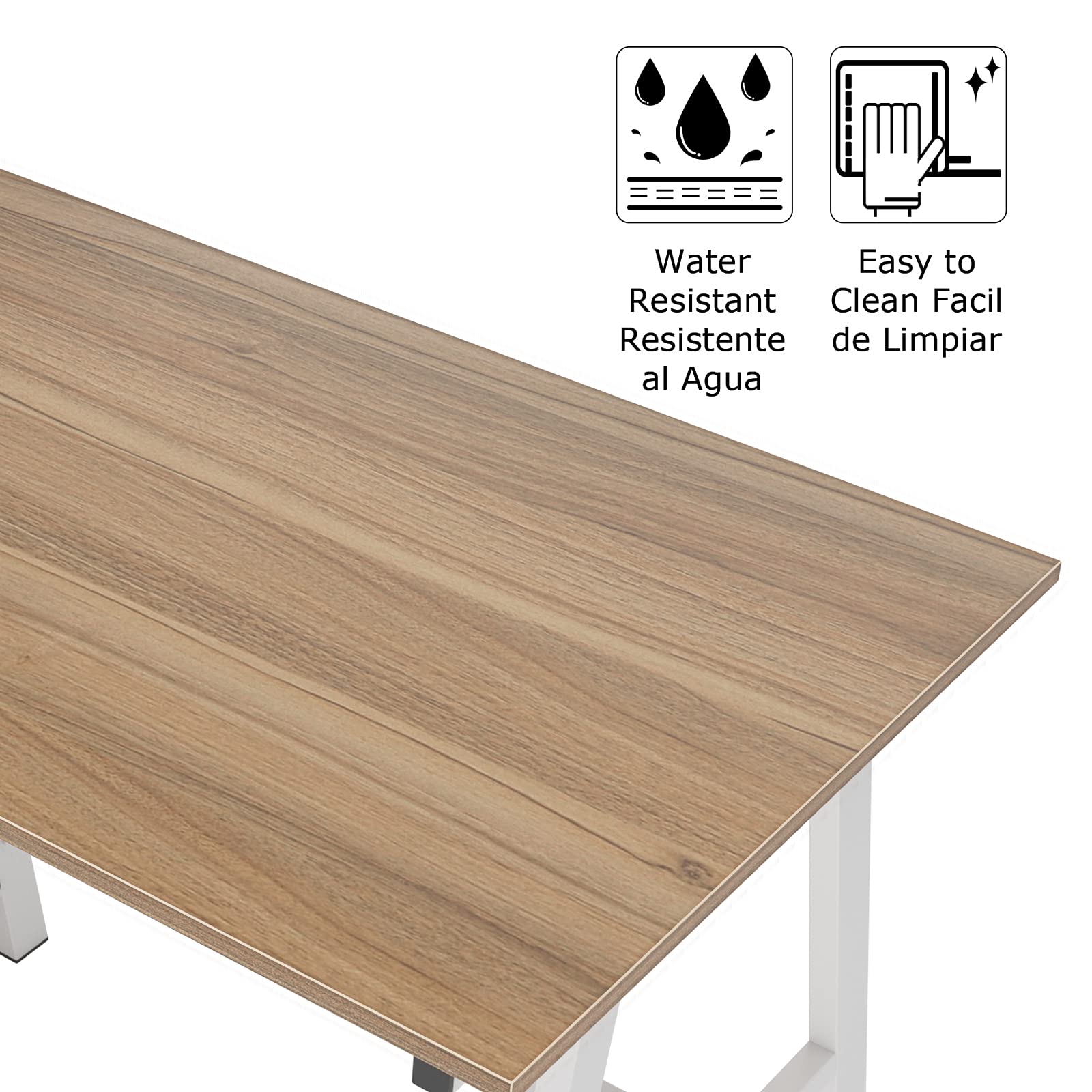 DlandHome Computer Desk with Storage Shelf, Trestle Desk, Home Office Desk/Workstation/Writing Table with Opening Shelves, Tplus (47 inches, Oak)
