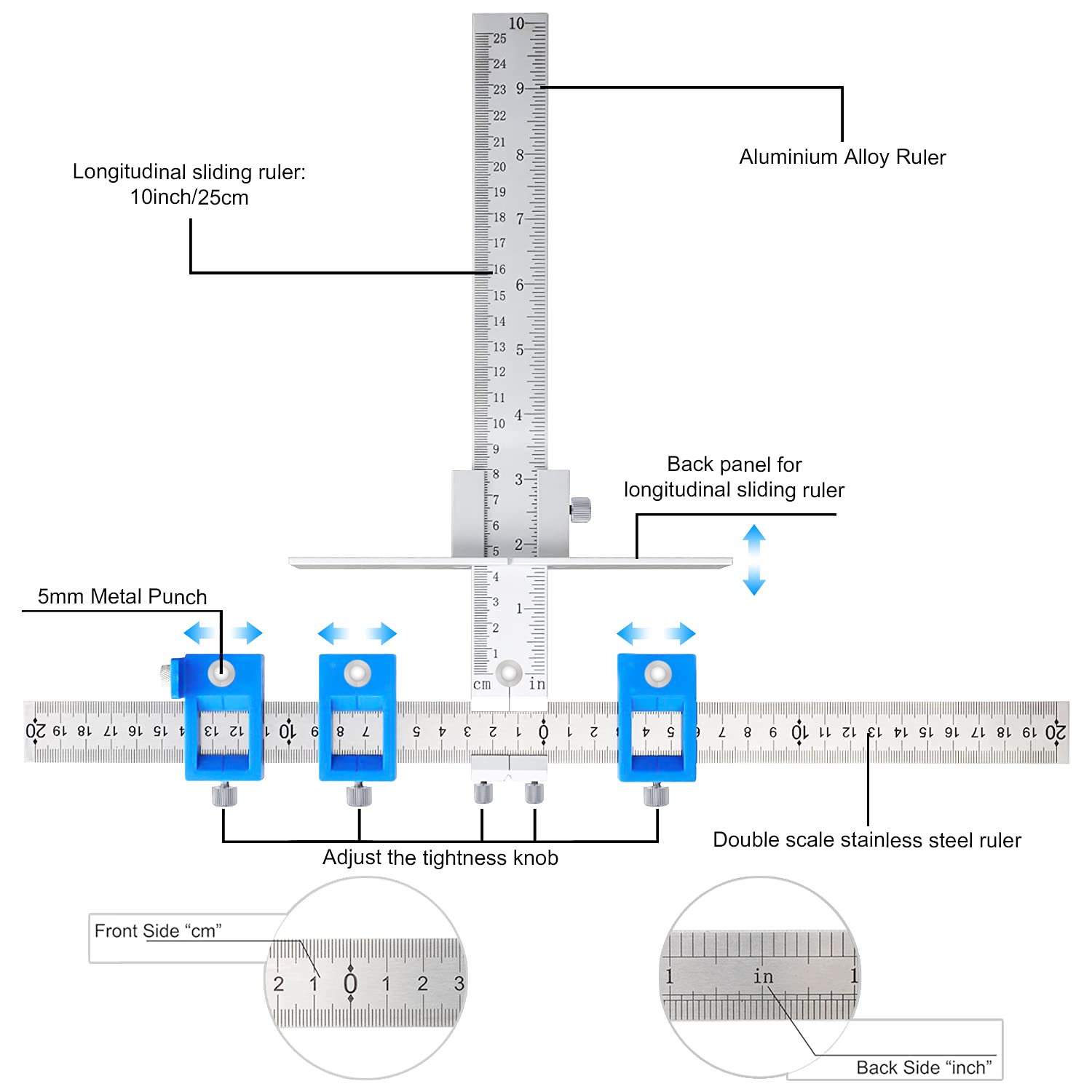 Cabinet Hardware Jig, King&Charles Metal Cabinet Handle Jig with Automatic Center Punch, Perfect Set - Avoid Jitter Caused by Direct Drilling, Use for Handles and Pulls on Drawers/Doors.