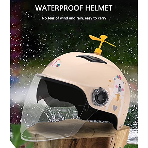 Open Face Motorcycle Helmet with Tinted Visor, 3/4 Fashion Classic Moped Helmet for Adult Women Men, Half Face Vespa Motorcycle Helmets for Scooter, DOT/ECE Approved,Beige Smile,One Size