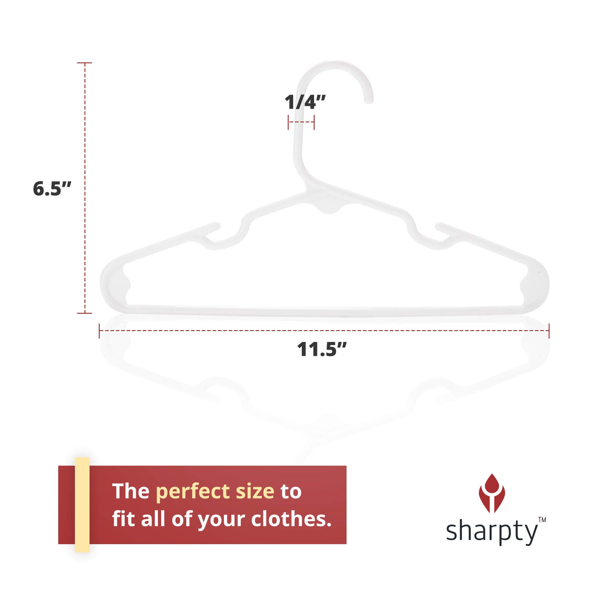 Sharpty Kids Hangers Plastic, Children's Hangers Ideal for Everyday Standard Use, Baby Hangers Kids (White, 20 Pack)