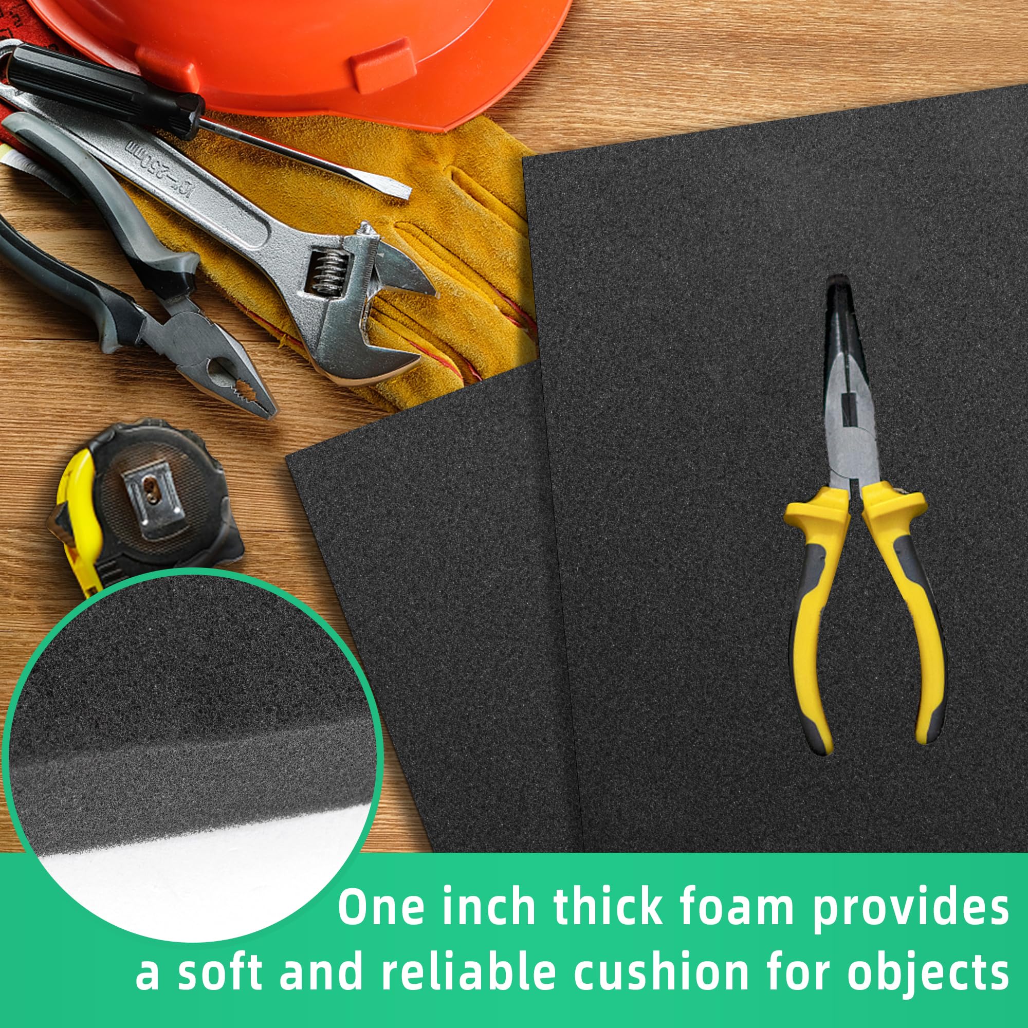 6 Pcs Polyethylene Foam Sheets- 16x12x1 Inch Tool Box Polyethylene Foam Pads- Cuttable Foam Inserts for Cases Toolbox Camera Storage and Crafts