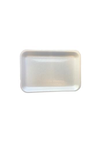 Crafts Foam Trays, White Foam Meat Tray Paint and Ink Mixing Trays Food Tray School Printmaking Trays for DIY Crafts 8 1/4" x 5 3/4" (10)