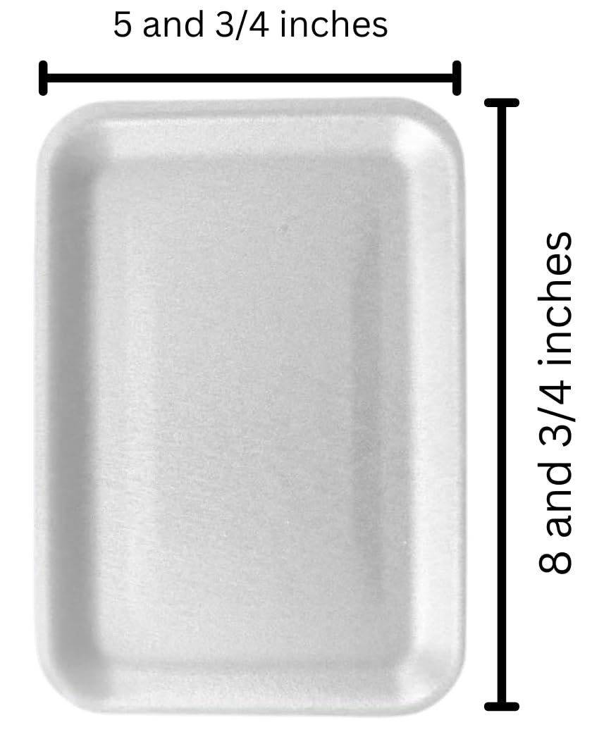 Crafts Foam Trays, White Foam Meat Tray Paint and Ink Mixing Trays Food Tray School Printmaking Trays for DIY Crafts 8 1/4" x 5 3/4" (10)