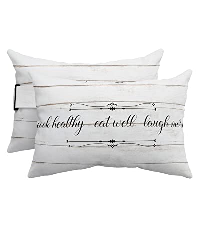 Recliner Head Pillow Ledge Loungers Chair Pillows with Insert Kitchen Quote Vintage White Wood Grain Lumbar Pillow with Adjustable Strap Outdoor Waterproof Patio Pillows for Beach Pool Chair, 2 PCS