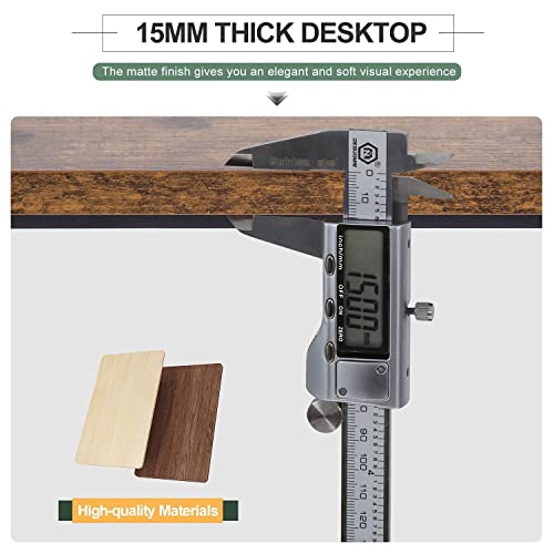 YYkokocat Computer Desk, 35'' Study Writing Table with Metal Legs, Save Space & Easy Assembly Small Office Desk for Small Space, Modern Steel Frame Wood PC Workstation for Home Office, Brown
