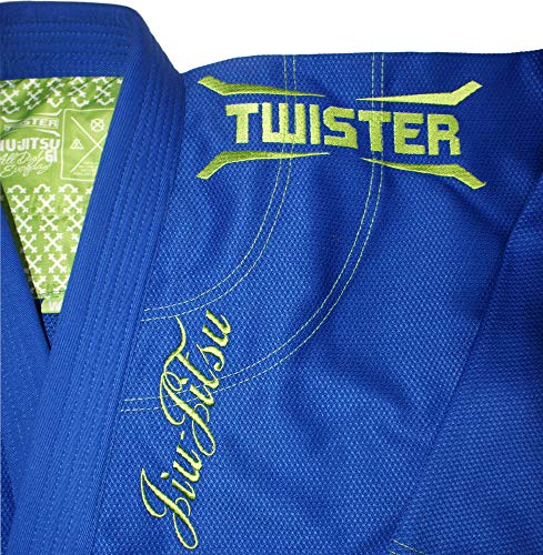 Twister Women Brazilian Jiu Jitsu Gi Preshrunk Premium Quality Fabric Comes with White Belts & Gi Bag… (W1, Blue)