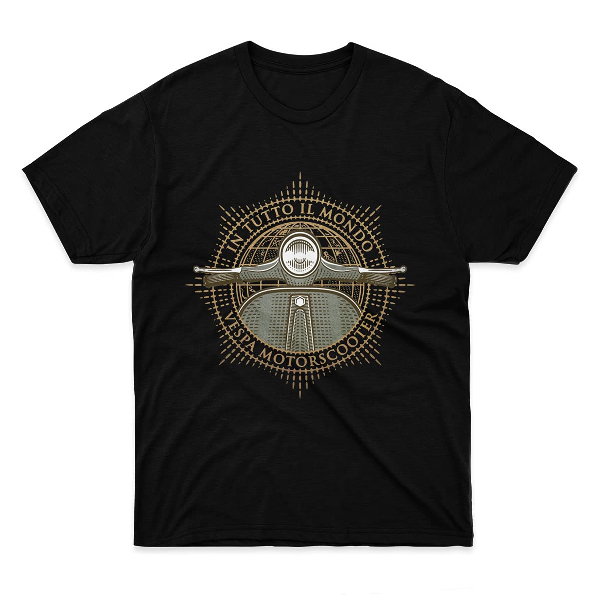 Mens Womens Tshirt Vespa - in Tutto Il Mondo (Gold) Shirts for Men Women Graphic Dad Funny