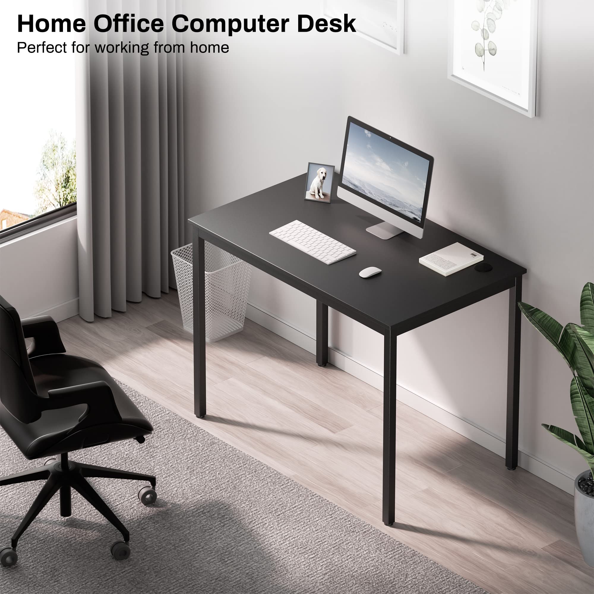 EE EUREKA ERGONOMIC 39 Inch Small Black Gaming Computer Desk, Home Office Corner PC Laptop Table Modern Mini Cute for Small Spaces Kids Boys Girls Teens Gifts Bedroom Work Study Writing, EPA Certified