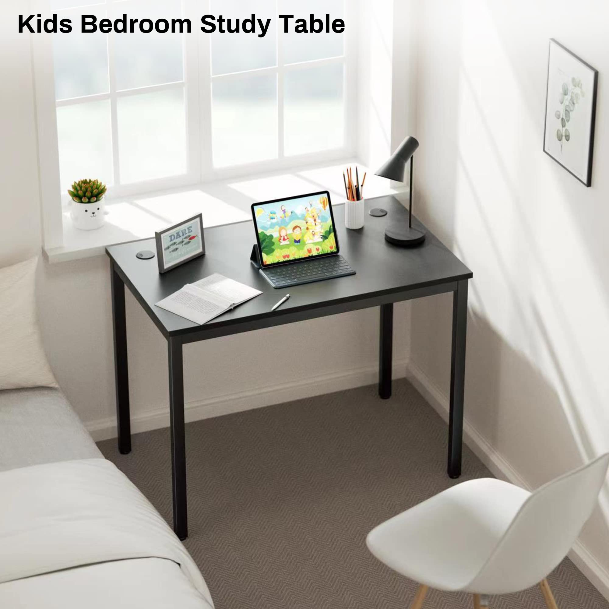 EE EUREKA ERGONOMIC 39 Inch Small Black Gaming Computer Desk, Home Office Corner PC Laptop Table Modern Mini Cute for Small Spaces Kids Boys Girls Teens Gifts Bedroom Work Study Writing, EPA Certified