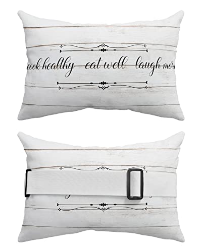 Recliner Head Pillow Ledge Loungers Chair Pillows with Insert Kitchen Quote Vintage White Wood Grain Lumbar Pillow with Adjustable Strap Outdoor Waterproof Patio Pillows for Beach Pool Chair, 2 PCS
