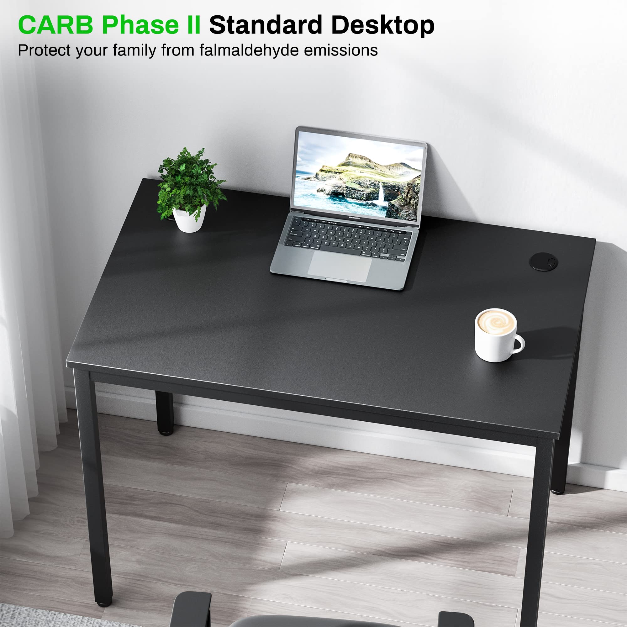EE EUREKA ERGONOMIC 39 Inch Small Black Gaming Computer Desk, Home Office Corner PC Laptop Table Modern Mini Cute for Small Spaces Kids Boys Girls Teens Gifts Bedroom Work Study Writing, EPA Certified