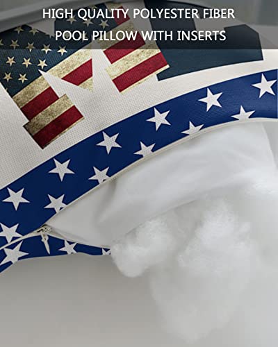 Recliner Head Pillow Ledge Loungers Chair Pillows with Insert Independence Day Farmhouse Home American Flag Lumbar Pillow with Adjustable Strap Outdoor Waterproof Patio Pillows for Beach Pool, 2 PCS
