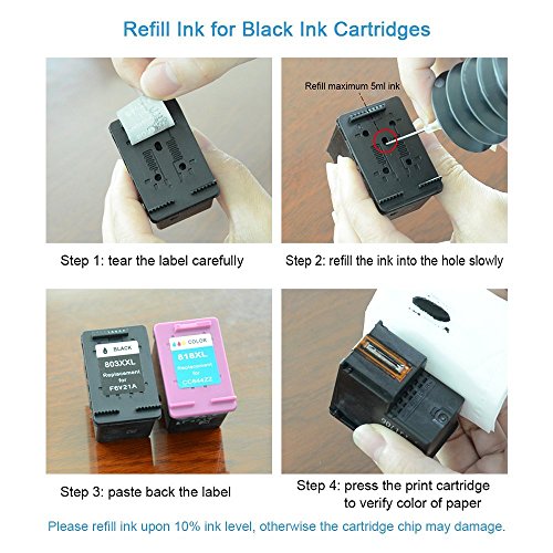 Aomya Black Ink Refill Kit 250ml Universal Dye Bulk Ink for Canon HP Epsn Brother Inkjet Printers Refillable Cartridge CISS CIS System (9 oz) with Syringe&Glove