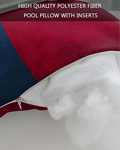 Recliner Head Pillow Ledge Loungers Chair Pillows with Insert Rustic America National Flag Lumbar Pillow with Adjustable Strap Outdoor Waterproof Patio Pillows for Beach Pool Chair, 2 PCS