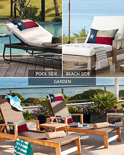 Recliner Head Pillow Ledge Loungers Chair Pillows with Insert Rustic America National Flag Lumbar Pillow with Adjustable Strap Outdoor Waterproof Patio Pillows for Beach Pool Chair, 2 PCS