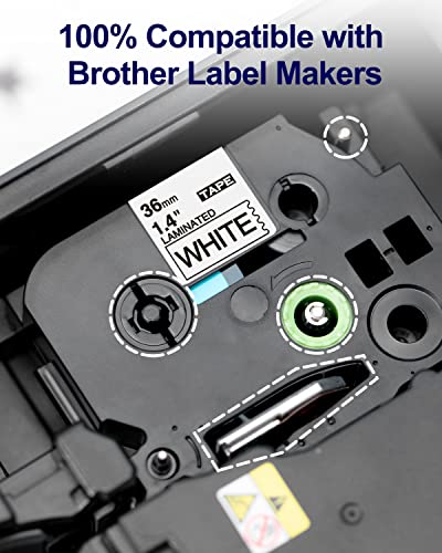 Unistar Compatible PTouch 36mm TZ Tape Replacement for Brother Label Maker 36mm Label Tape TZe-261 TZ261 for Brother Ptouch PT-P910BT T-P900 PT-3600 PT-550, 1-1/2 Inch Laminated Black on White, 2PK