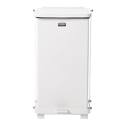 Rubbermaid Commercial Products Defenders Step-On Trash Can with Plastic Liner, 6.5-Gallon, White, Good with Infectious Waste in Doctors Office/Hospital/Medical/Healthcare Facilities