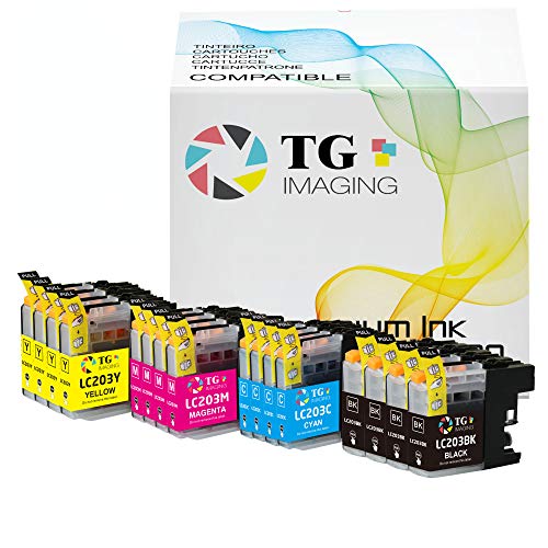 (16-Pack, 4XBCYM) TG imaging Compatible Ink Cartridge Replacement for Brother LC203 LC203CL XL Color Bundle Used in MFC-J460DW MFC-J480DW MFC-J680DW MFC-J880DW MFC-J885DW MFC-J4320DW Printer