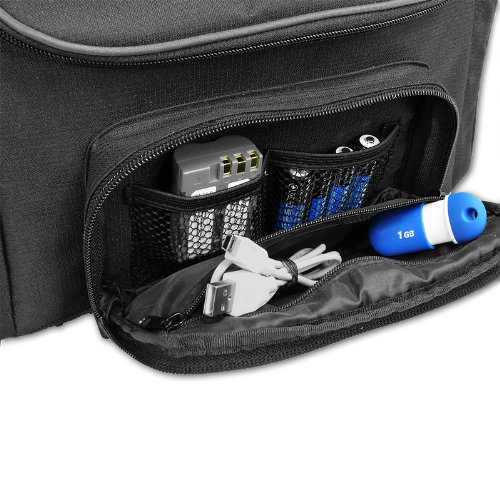 USA Gear Label Maker Carrying Case_Compatible with Brother P-Touch PTD600 - Pocket Zippers and Customizable Interior Dividers - Accessory Pocket Holds Cables Printing Tape Refill and More Accessories