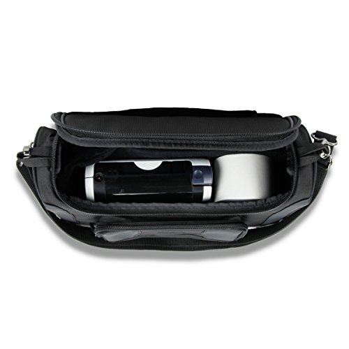 USA Gear Label Maker Carrying Case_Compatible with Brother P-Touch PTD600 - Pocket Zippers and Customizable Interior Dividers - Accessory Pocket Holds Cables Printing Tape Refill and More Accessories