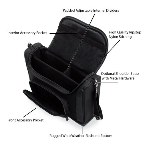 USA Gear Label Maker Carrying Case_Compatible with Brother P-Touch PTD600 - Pocket Zippers and Customizable Interior Dividers - Accessory Pocket Holds Cables Printing Tape Refill and More Accessories