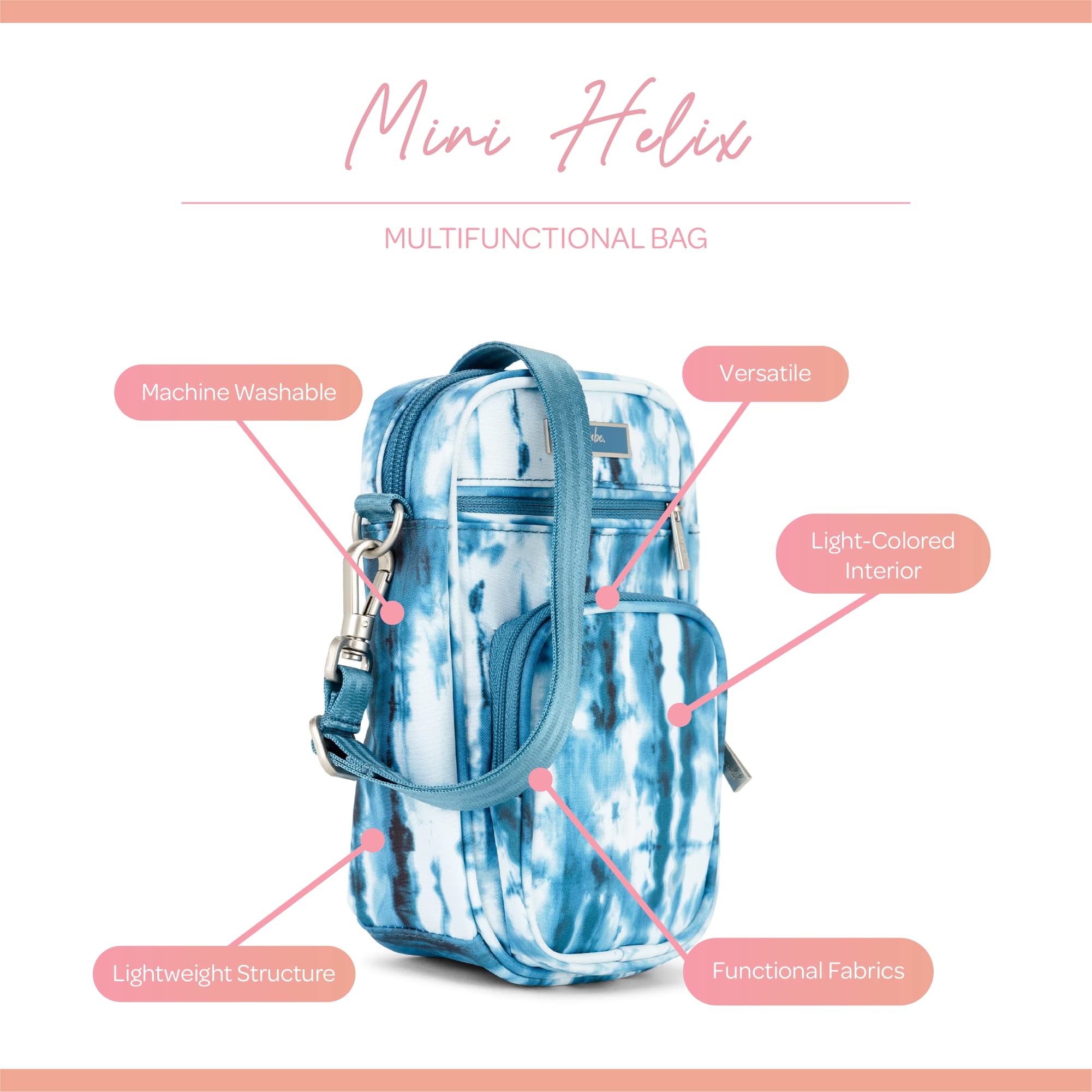 JuJuBe | Mini Helix Small Crossbody Bag with Multiple Pockets For Moms or Teens, Includes Adjustable Strap, for Travel & other Essentials