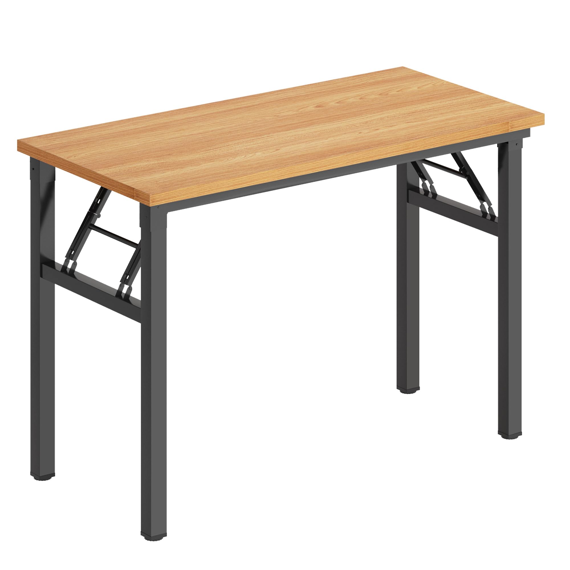 DlandHome Computer Desk Folding Table 39.4 inches Writing Desk for Small Space Study Table Laptop Desk No Assembly Required Teak&Black