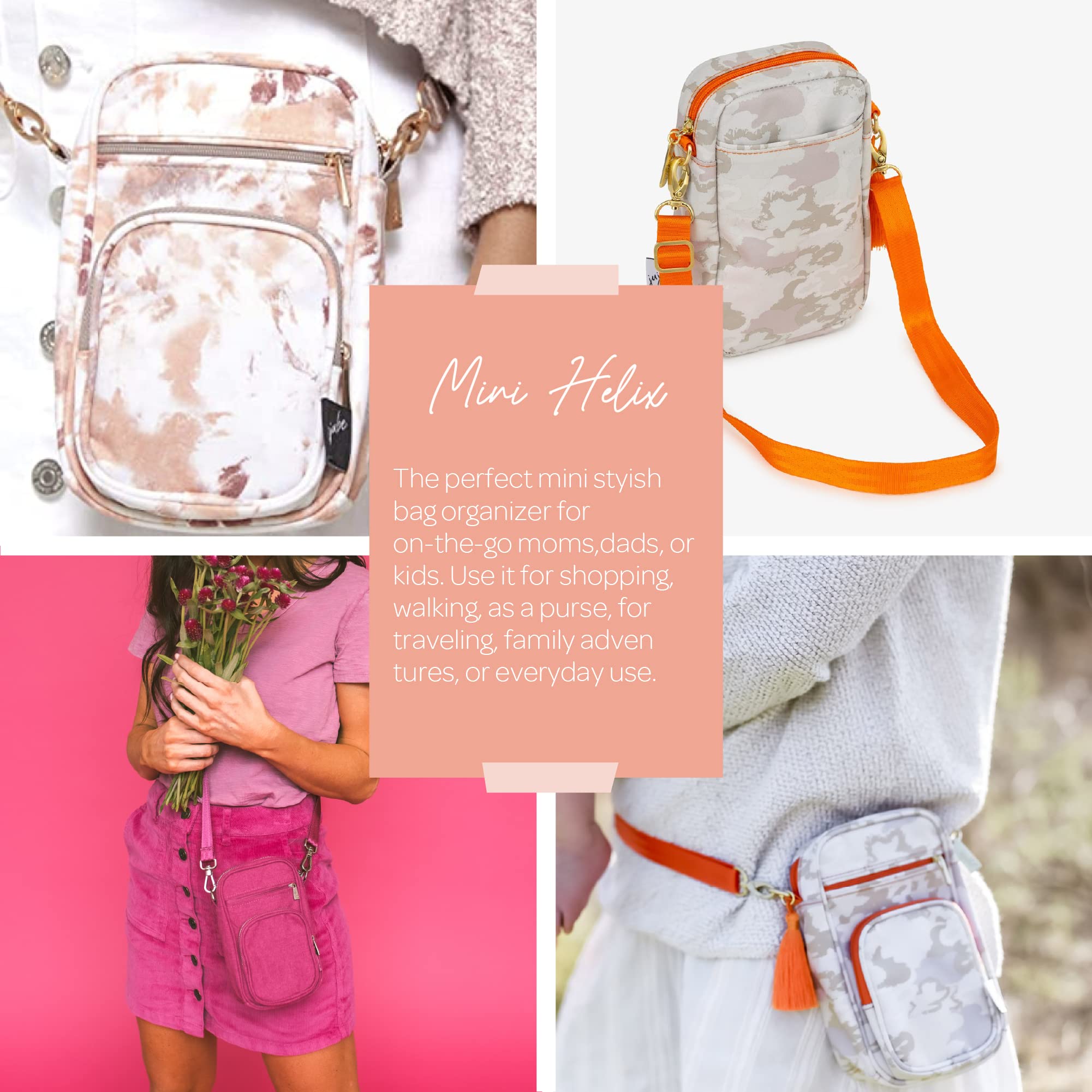 JuJuBe | Mini Helix Small Crossbody Bag with Multiple Pockets For Moms or Teens, Includes Adjustable Strap, for Travel & other Essentials