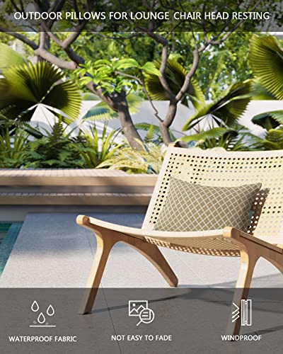 Recliner Head Pillow Ledge Loungers Chair Pillows with Insert Geometric Brown Morocco Pattern Lumbar Pillow with Adjustable Strap Outdoor Waterproof Patio Pillows for Beach Pool Chair, 2 PCS