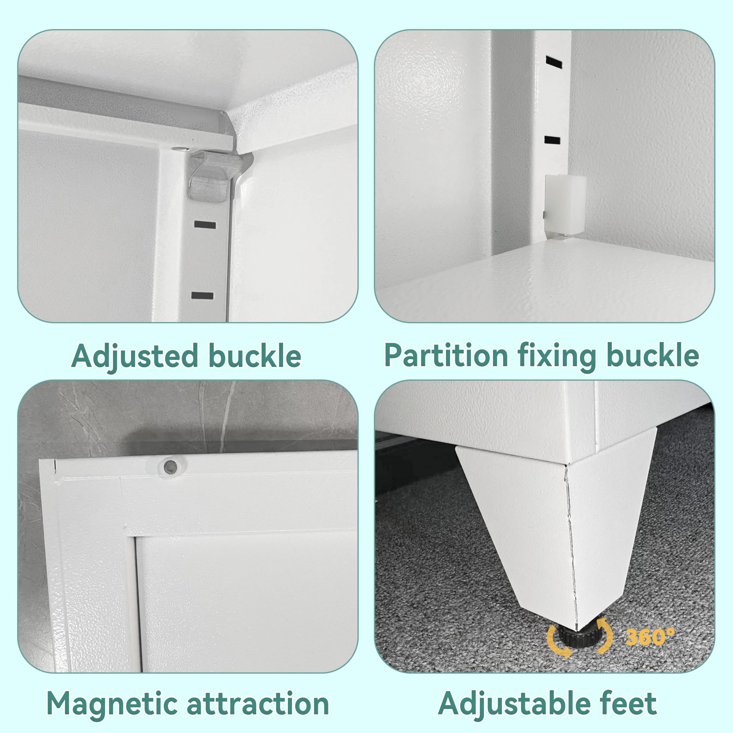 RISTERN White Kitchen Pantry Storage Cabinet, Steel Locker Storage Cabinet, Metal Storage Cabinet with Doors and 3 Adjustable Shelves, for Living Room, Laundry Room and Dinning Room