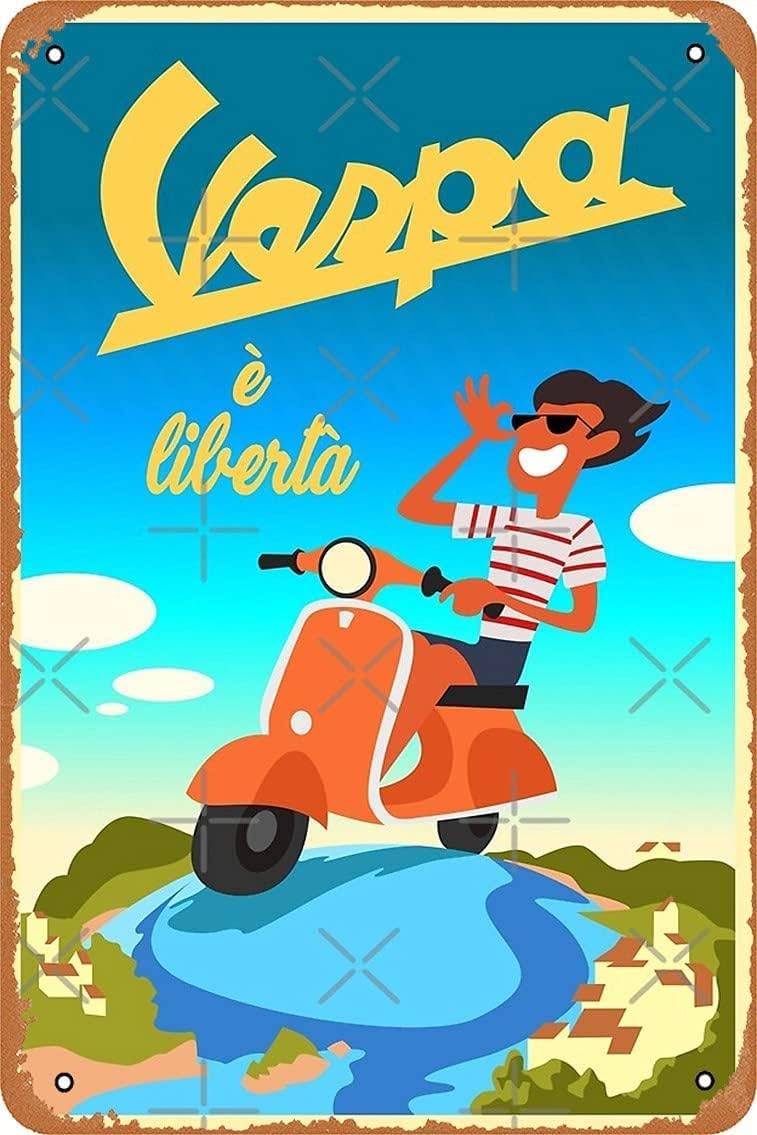 Zuhhgii Vintage Metal Poster - Vespa Luca Tin Sign 12 X 8 Inches Suitable for Wall Decoration of Bar,Cafe,Garage,Man CAVE