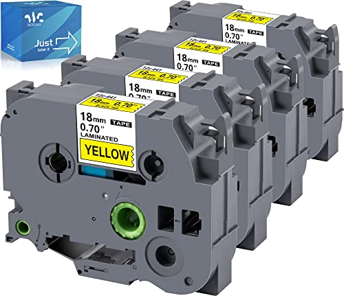 Weemay 4 Pack TZe-641 Label Replacement for Brother 18mm Yellow Ptouch Standard Laminated Label Maker Tape 3/4" TZe641 TZ-641 TZ641 for PT-D400AD PT-D610BT PT-D600 PT-D410 Printer, 0.7" x 26.2'