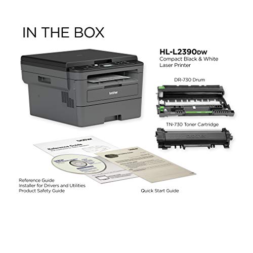 Brother Compact Monochrome Laser Wireless All-in-One Printer HL-L2390 for Business Office - Flatbed Print Copy Scan - 32ppm Print Speed, Duplex Two-Sided Printing, 250-Sheet, BROAGE USB Printer Cable