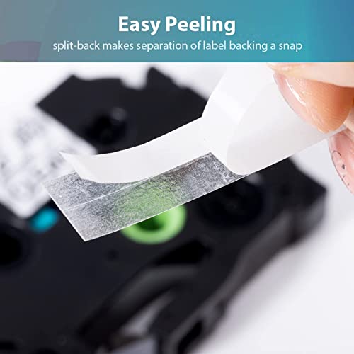 P-Touch Label Tape for Brother Label Maker Tape P Touch Tze tz TZe-131 12mm 0.47 Inch Black on Clear Label Refill, TZe131 Laminated Tape for PTH110 PT-D210 PTD600 PT-710BT, 1/2 Inch 26.2Ft, 4-Pack