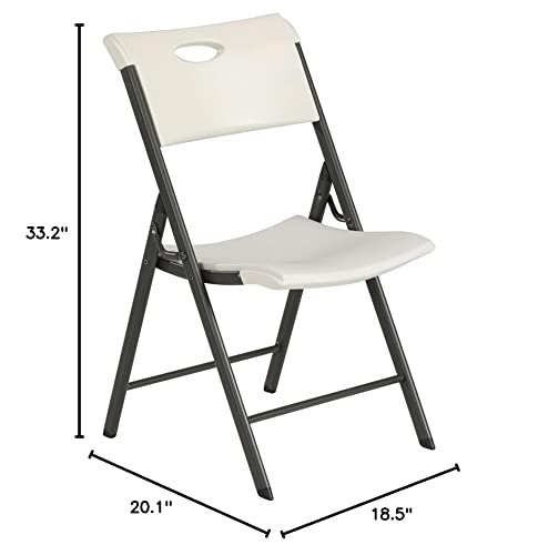 Lifetime Commercial Folding Chair, 20.1" D x 18.5" W x 33.2" H, Plastic, Almond
