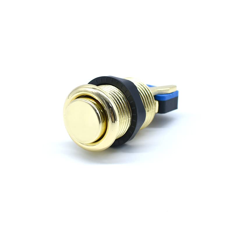 Arcity 6 Pcs Arcade Push Buttons Chrome Plating American Type Standard Golden with Microswitch Jamma MAME DIY Game Machine Console Cabinet Parts New