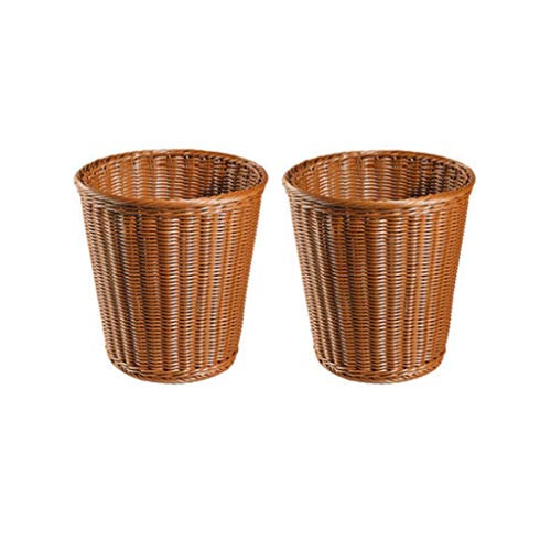 Trash can Rattan Trash Can Handmade Retro Garbage Bin for Kitchen Bathroom Office Living Room,Round Woven Waste Basket Wastebasket Bin (Color : Ax2)