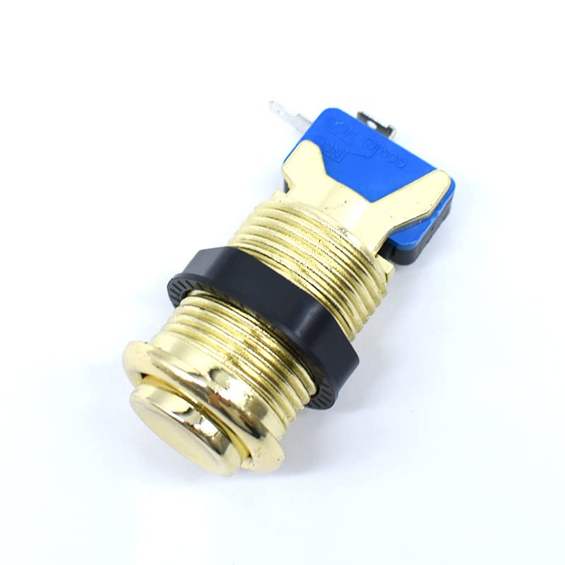 Arcity 6 Pcs Arcade Push Buttons Chrome Plating American Type Standard Golden with Microswitch Jamma MAME DIY Game Machine Console Cabinet Parts New