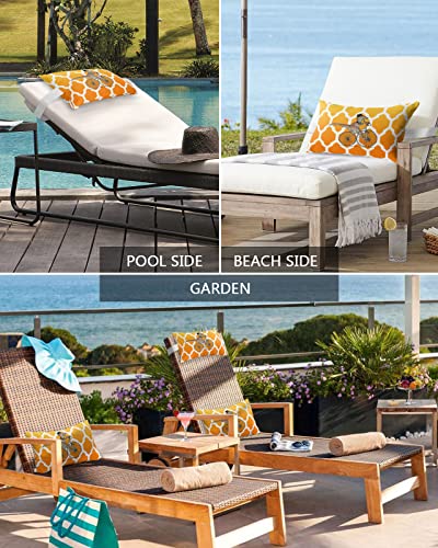 Recliner Head Pillow Ledge Loungers Chair Pillows with Insert Dinosaur With Moroccan Texture Orange Gradient Lumbar Pillow with Adjustable Strap Outdoor Waterproof Patio Pillows for Beach Pool, 2 PCS
