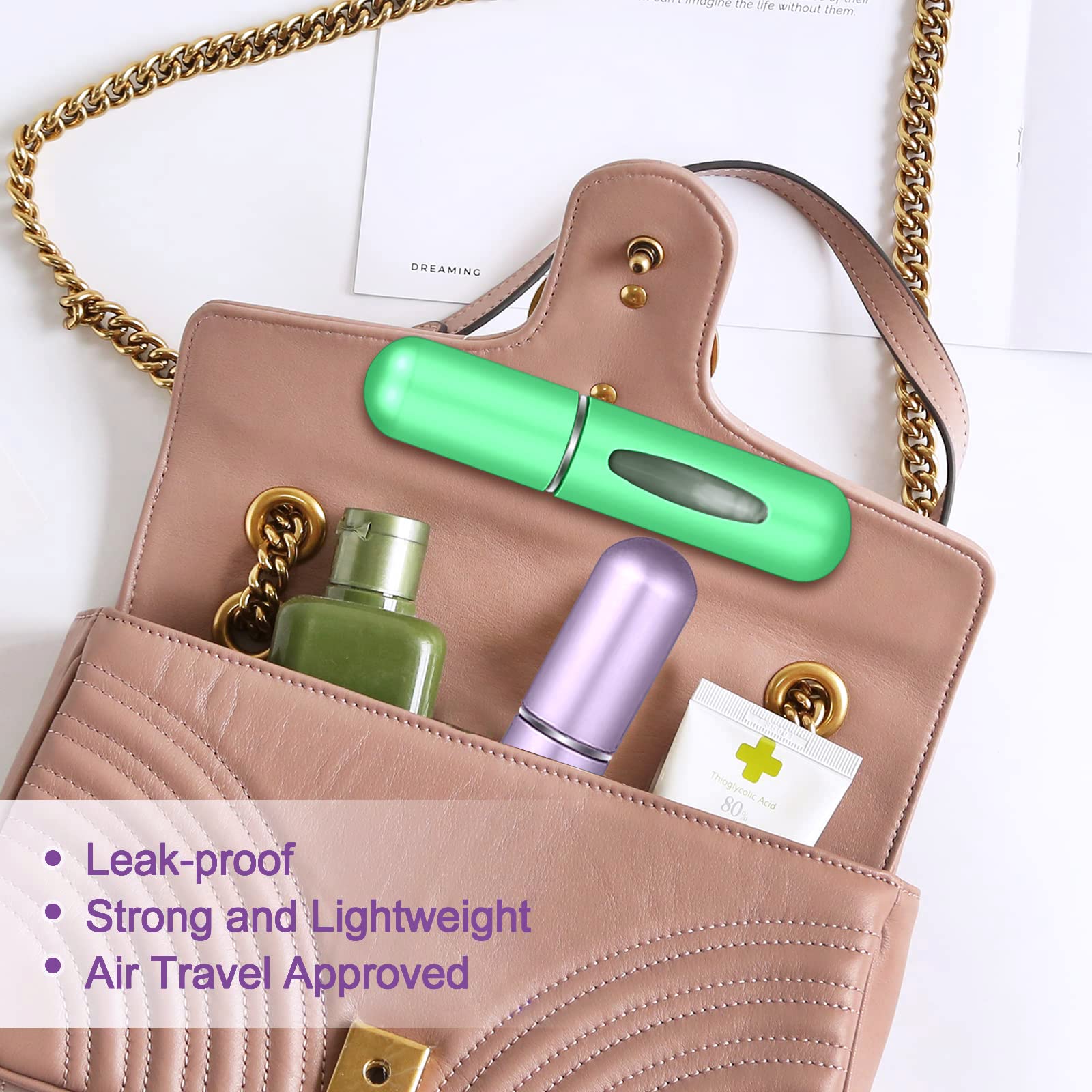 MDDRUIQI Perfume Travel Refillable Portable Perfume Atomizer Bottle 5ML Mini Refillable Perfume Spray Bottles Atomizer Travel Perfume Bottle for Outdoor and Traveling (4 Colors)