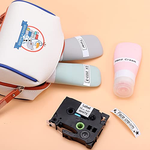 4 Pack Label Maker Tape Compatible Brother Label Maker Tape TZe-231 TZe231 12mm 0.47 Inch Laminated White Tape for Brother P-Touch PT-1290 PT-D210 PT-H100 PTD220 PTD600 Labeler, Black on White