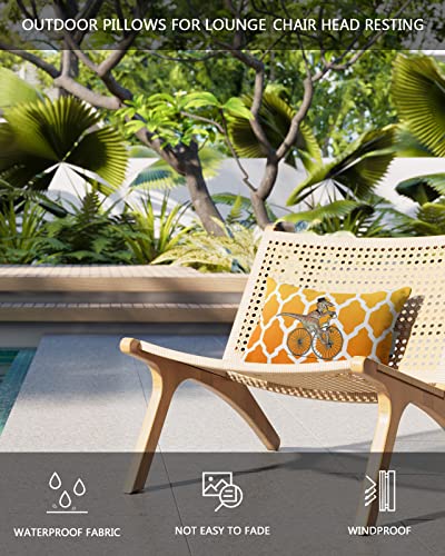 Recliner Head Pillow Ledge Loungers Chair Pillows with Insert Dinosaur With Moroccan Texture Orange Gradient Lumbar Pillow with Adjustable Strap Outdoor Waterproof Patio Pillows for Beach Pool, 2 PCS