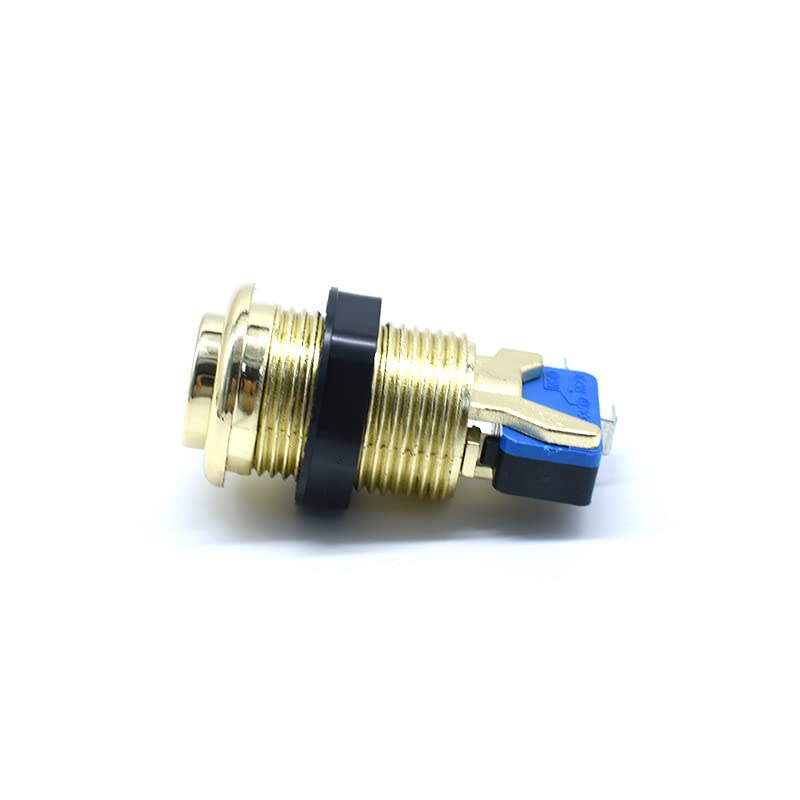 Arcity 6 Pcs Arcade Push Buttons Chrome Plating American Type Standard Golden with Microswitch Jamma MAME DIY Game Machine Console Cabinet Parts New