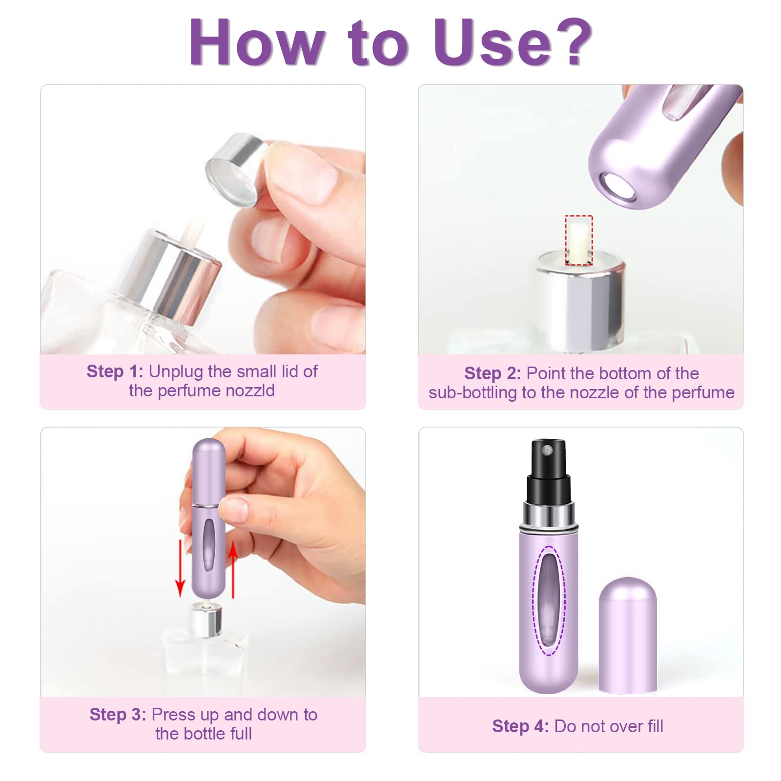 MDDRUIQI Perfume Travel Refillable Portable Perfume Atomizer Bottle 5ML Mini Refillable Perfume Spray Bottles Atomizer Travel Perfume Bottle for Outdoor and Traveling (4 Colors)