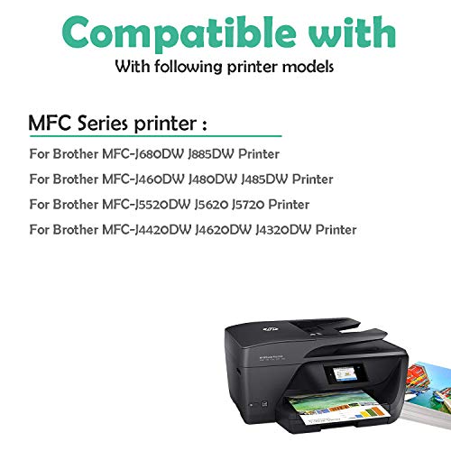 Tyjtyrjty 5 PK Compatible Ink Cartridges for Brother LC203 LC-203 for Multifunction Printers MFC-J4320DW, MFC-J4420DW, MFC-J4620DW, MFC-J5620DW, MFC-J5720DW(2 Black, 1 Yellow, 1 Magenta, 1 Cyan,5PK)